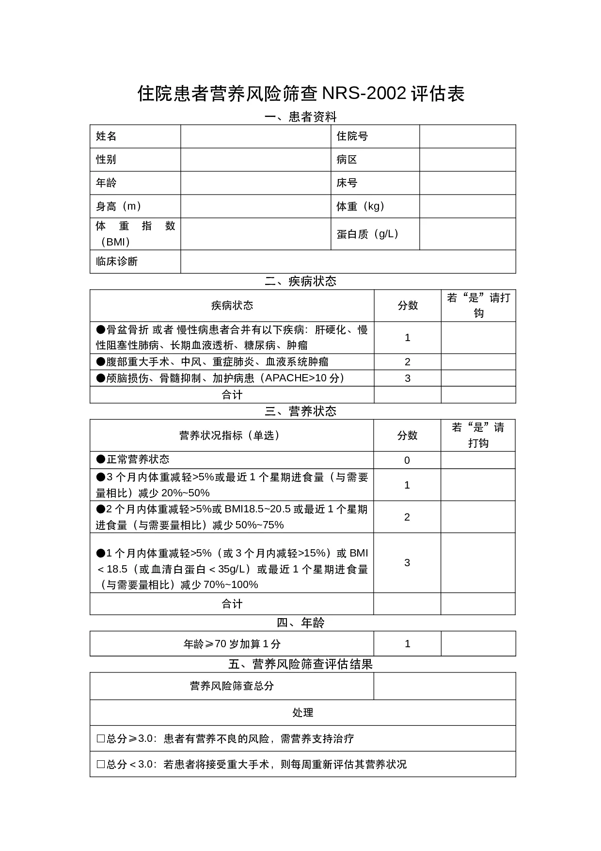 营养风险筛查NRS2002评估表 - 360文库
